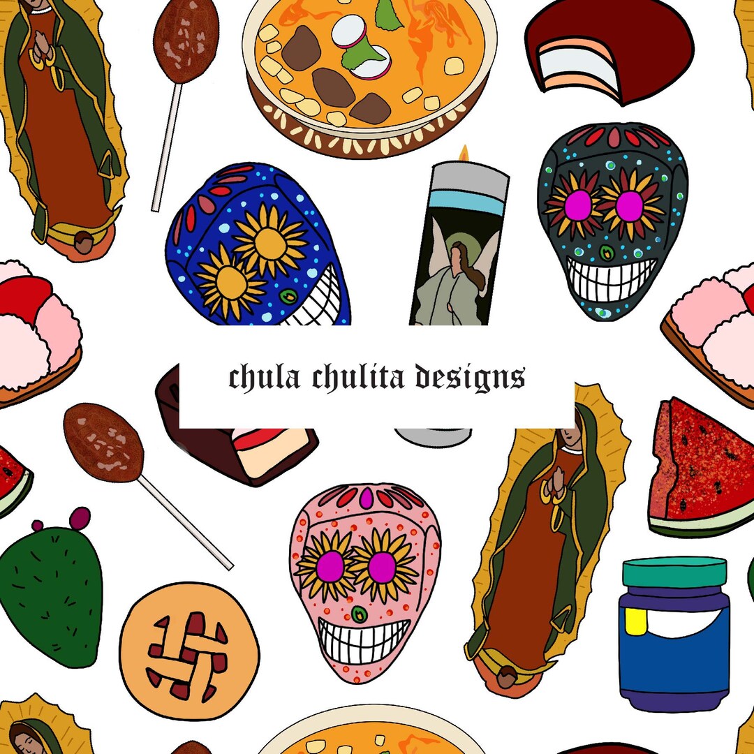 Mexican Art Seamless JPEG File, Virgen De Guadalupe Repeat, Cactus ...