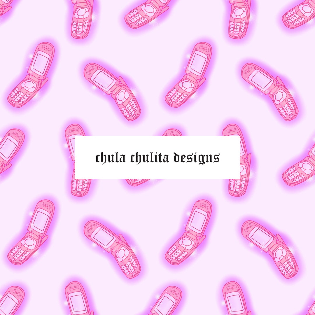 Retro Flip Phone Seamless JPEG File, Early 2000s Repeat Pattern ...