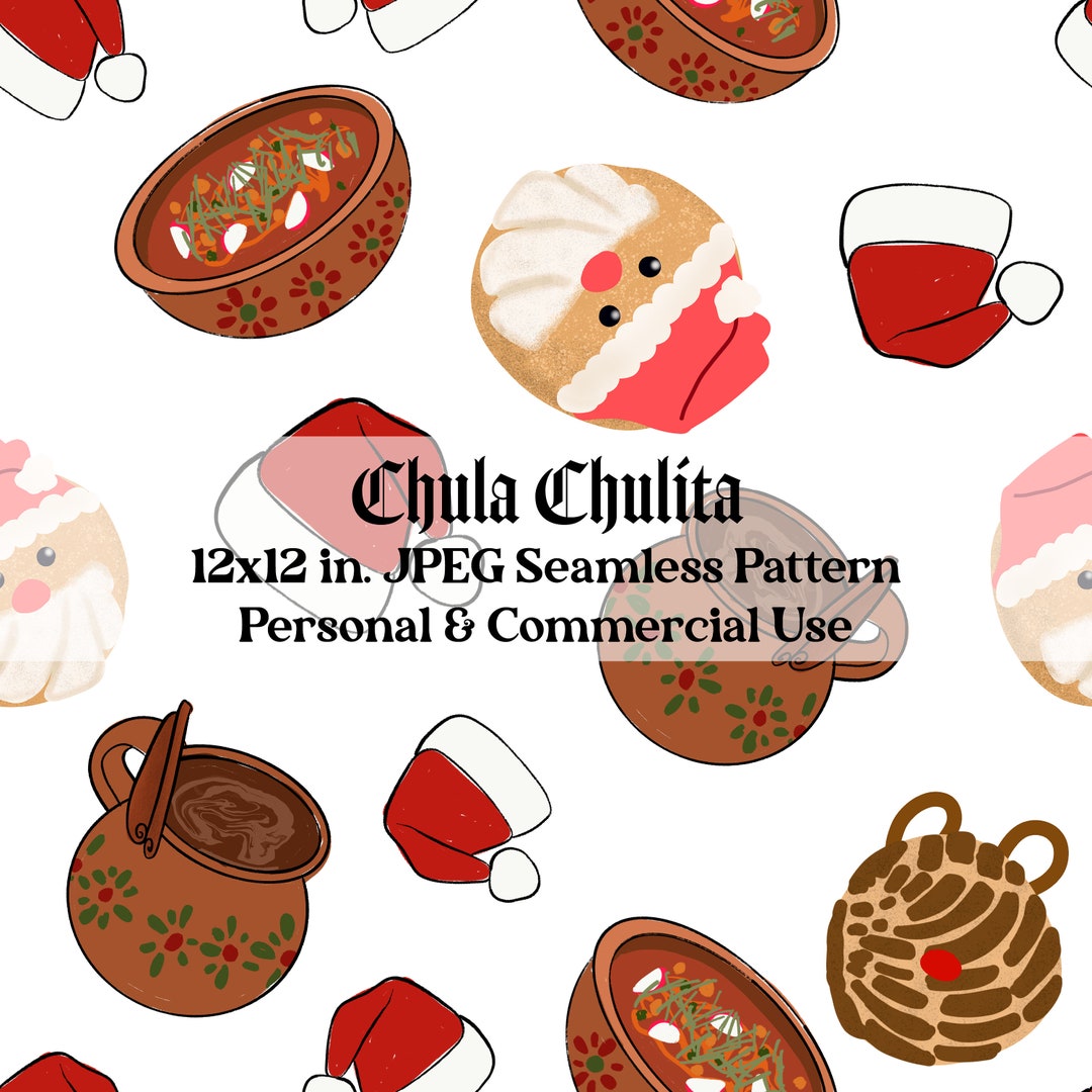 Santa Concha Pozole Seamless JPEG File, Latino Christmas Seamless ...