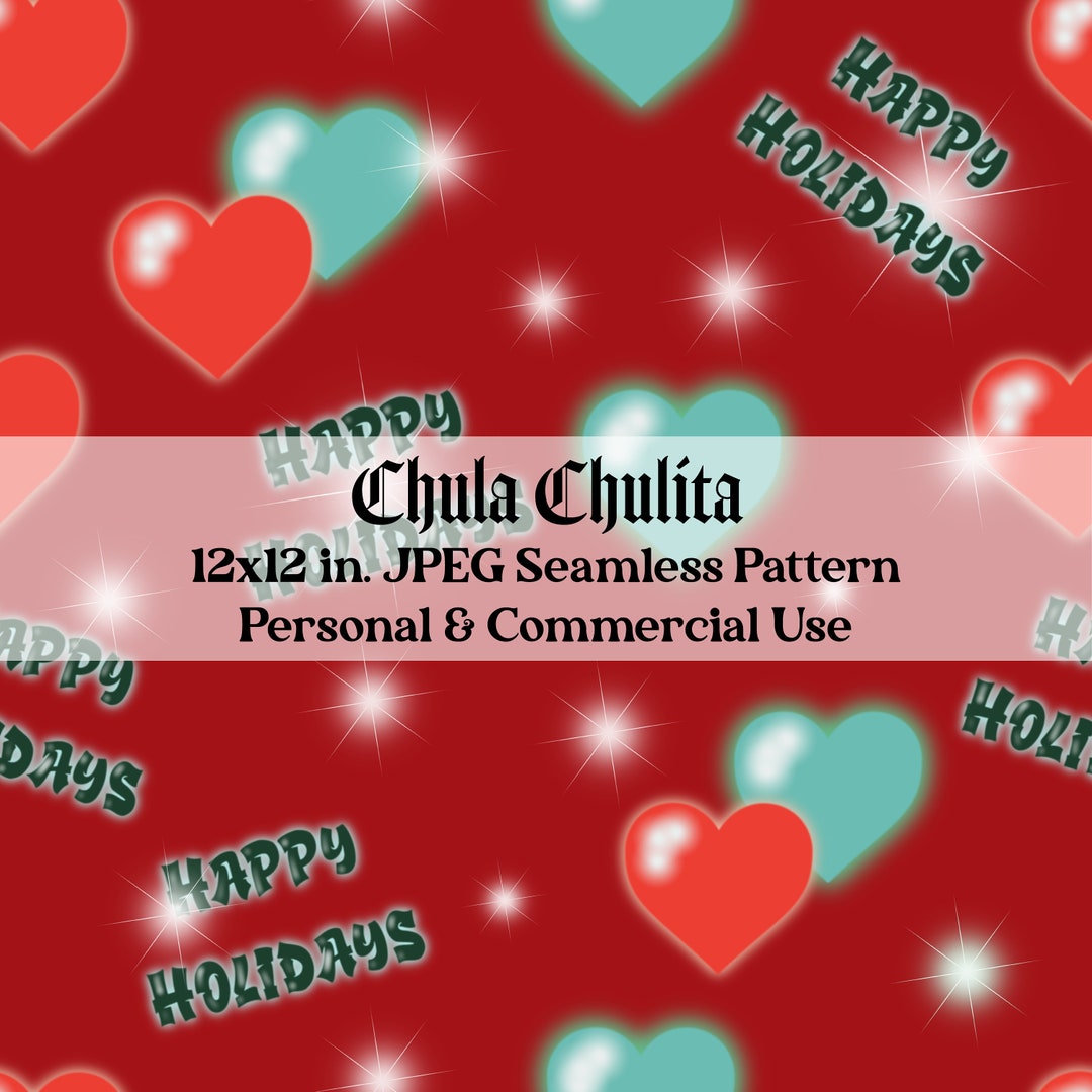 Happy Holidays Chola Photo Backdrop Seamless JPEG File, Airbrush Hearts ...