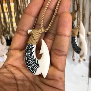 Fish Hook Necklace With Hawaiian Traditional Design - Etsy