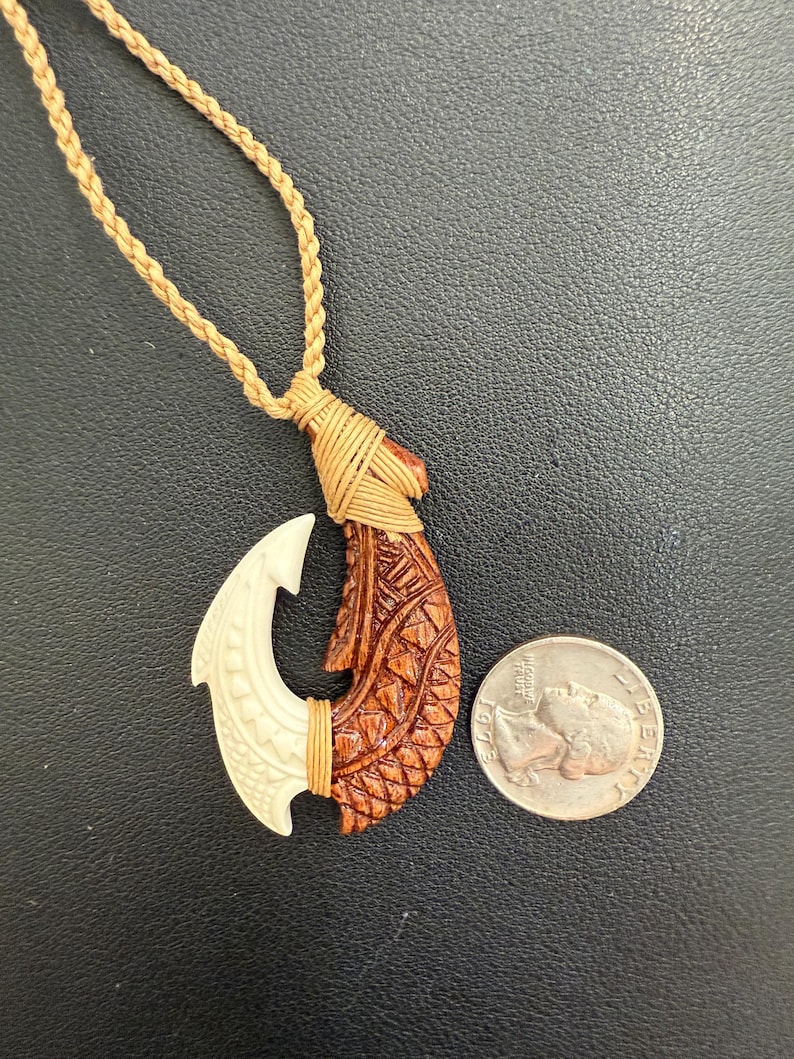 Traditional Hawaiian Koa Wood Fish Hook Necklace - Etsy