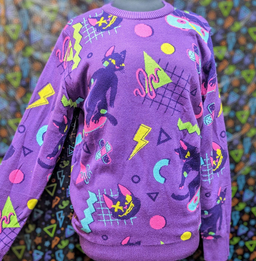 SKATER CAT Knit Sweater Pullover - Etsy