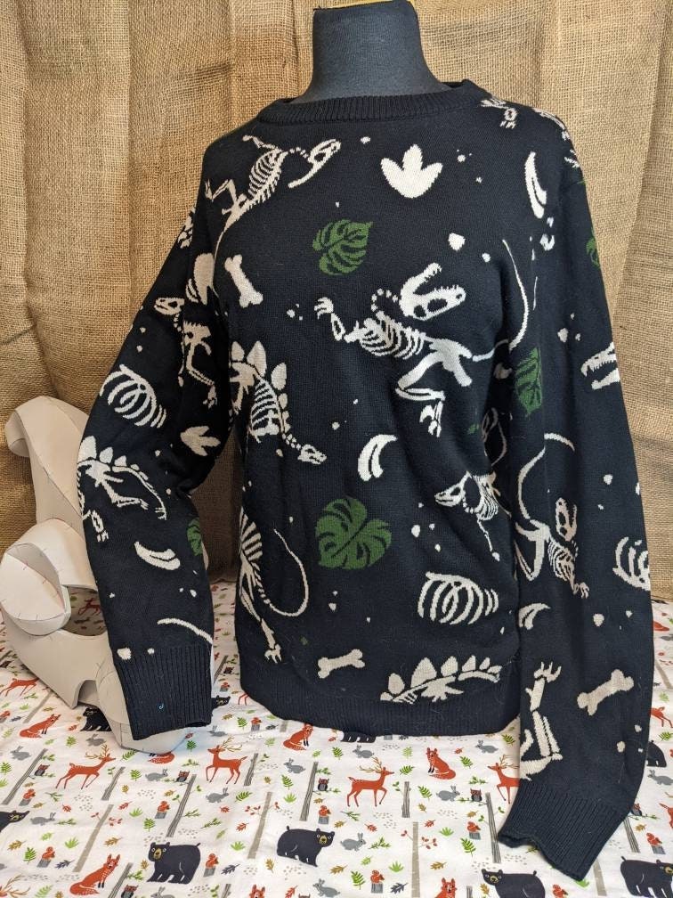 Dinosaur Fossil Knit Sweater Pullover - Etsy