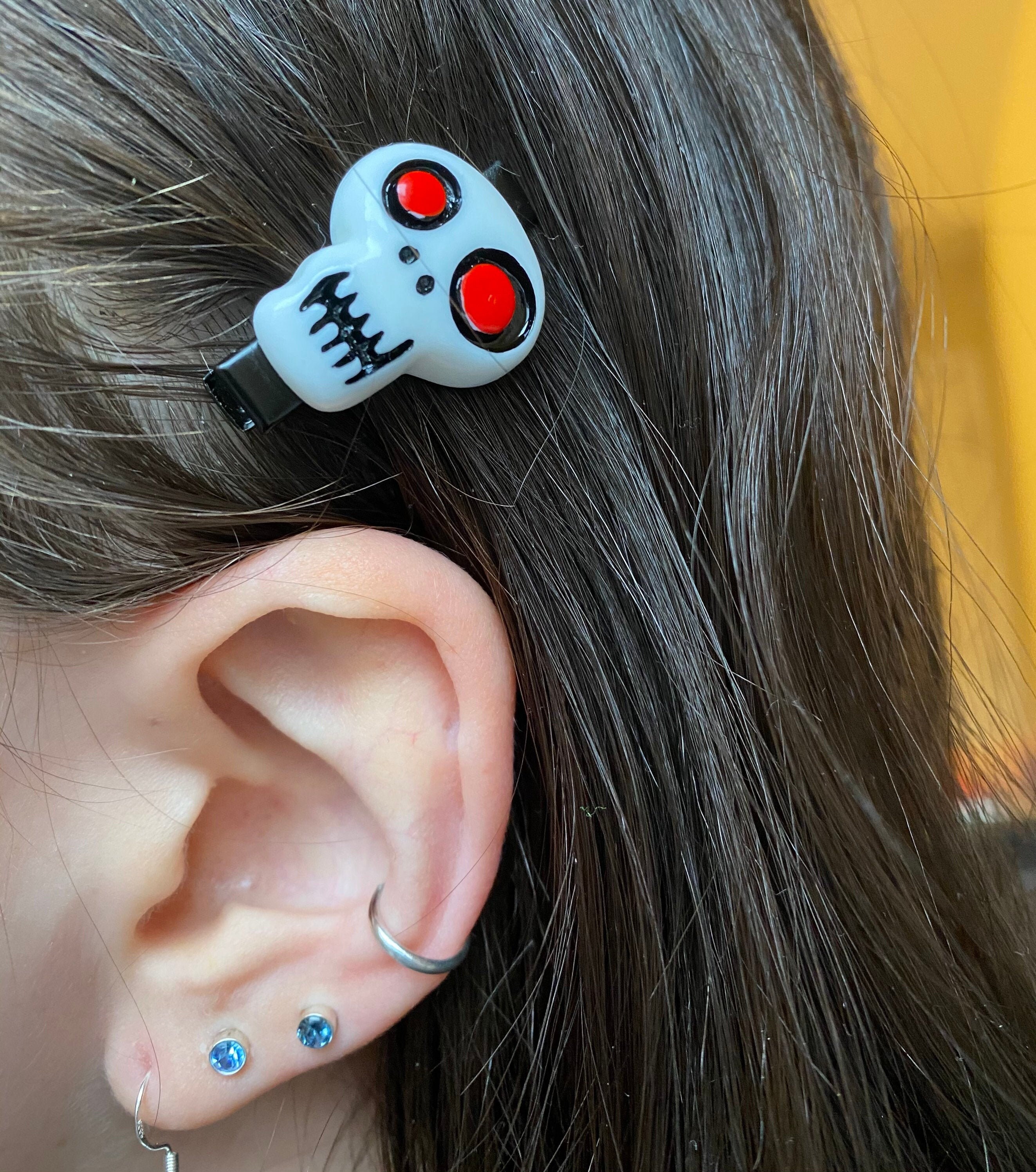 Skull Hair Clip Halloween Clearance Hair Accessory | Etsy