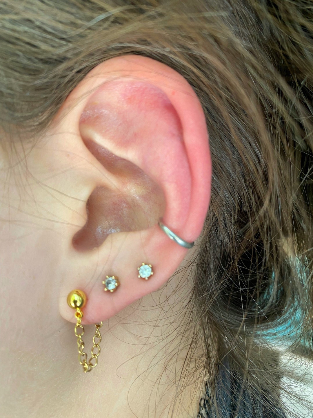 Gold Chain Earring Cartilage Wrap Earring Helix Chain Dainty Jewelry ...