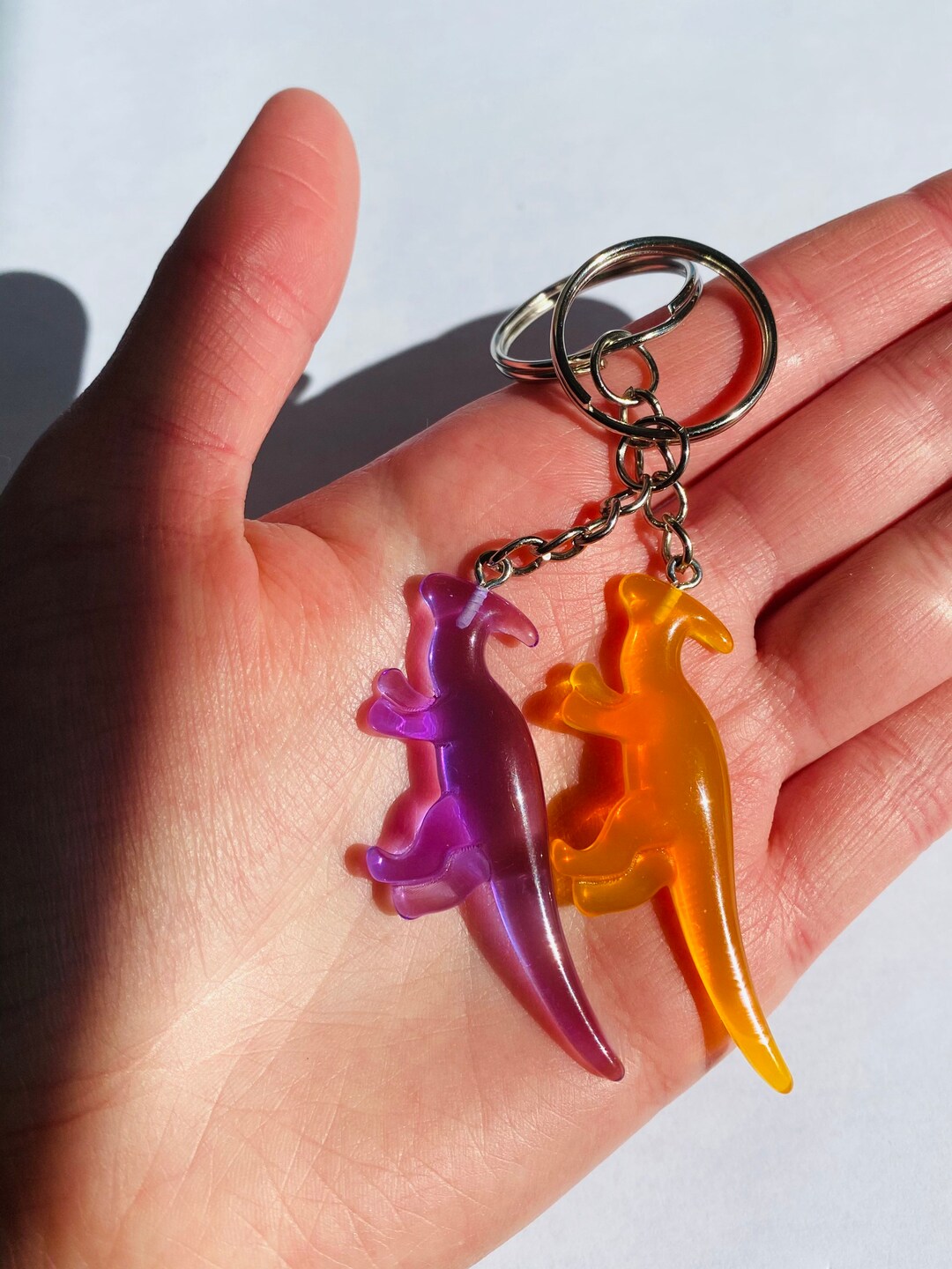 Dinosaur Keychain Purple Dinosaur, Orange Dinosaur Keychain for ...