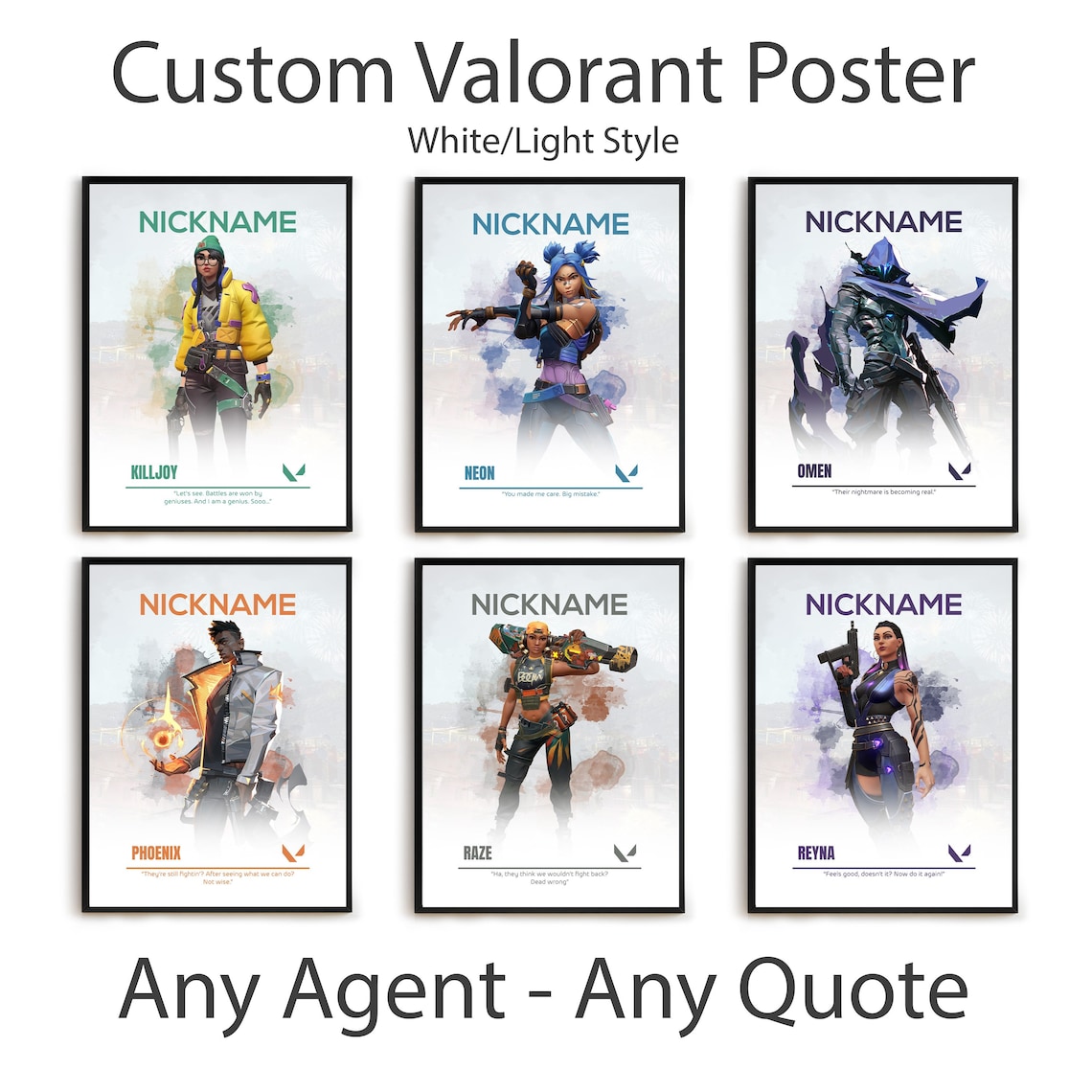 Personalized Valorant Poster any Agent Minimalist Vertical | Etsy