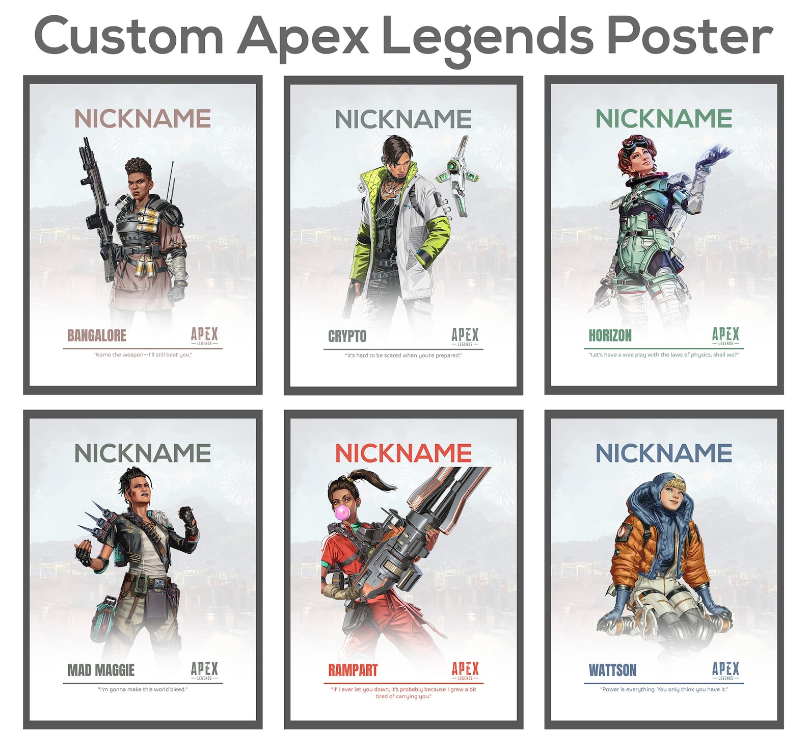 Custom Apex Legends Poster Game Poster Game Gift Print | Etsy UK
