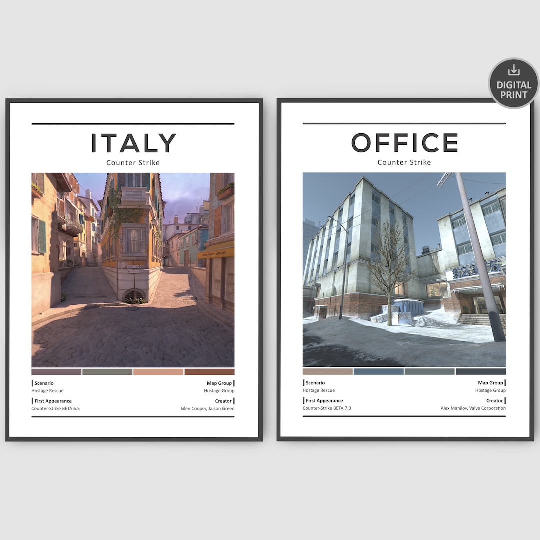 CS2 Italy & Office Posters - Counter Strike, Set of 2 Poster Designs ...