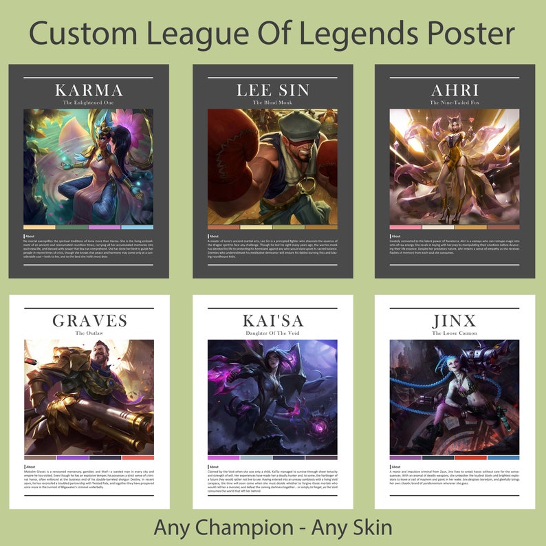 Custom League of Legends Poster Minimalist Vertical Style - Etsy