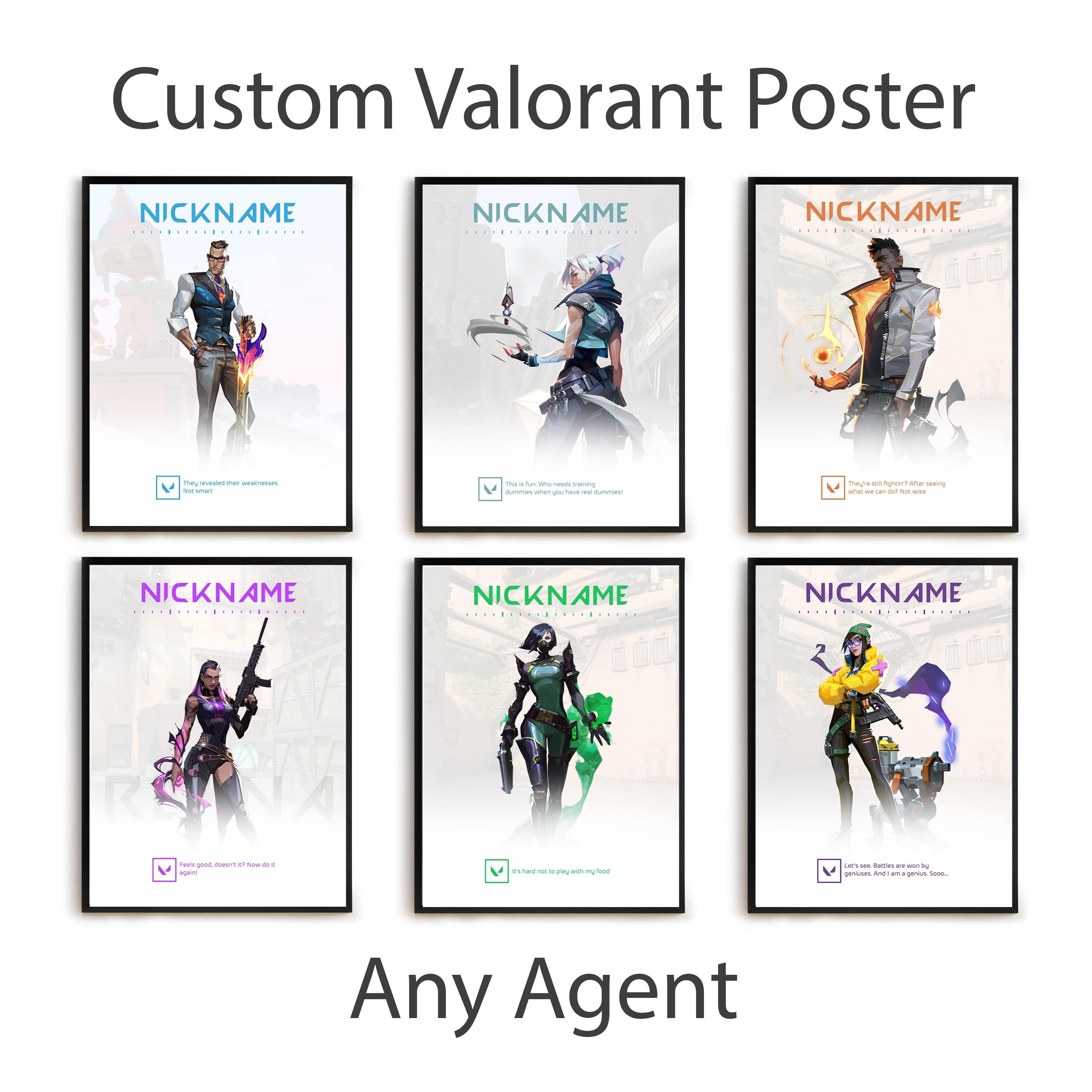 Any Agent Valorant Poster Custom Valorant Print Game Art - Etsy UK