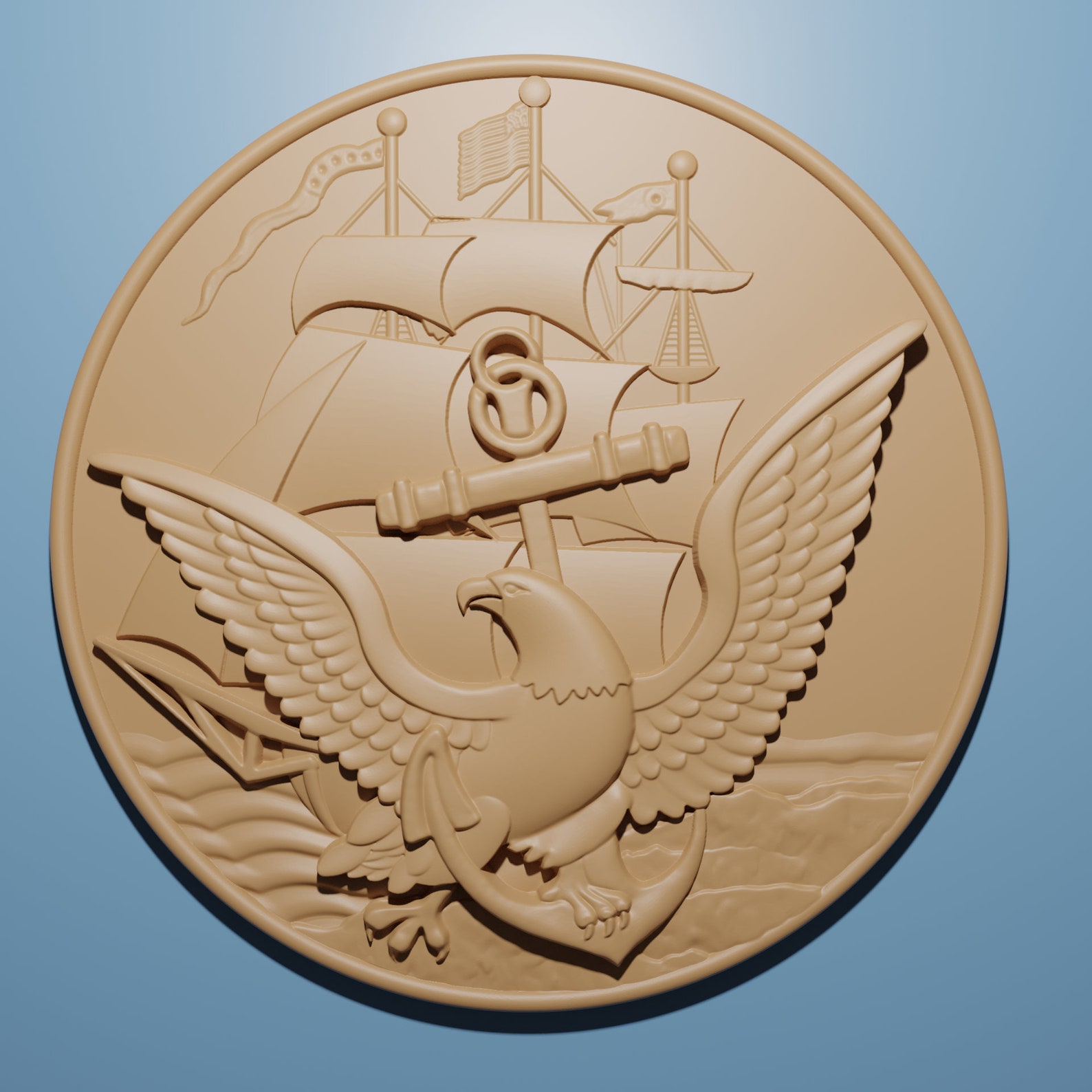 Usa Depth of Navy Logo STL 3D Model cnc Router File Carving | Etsy