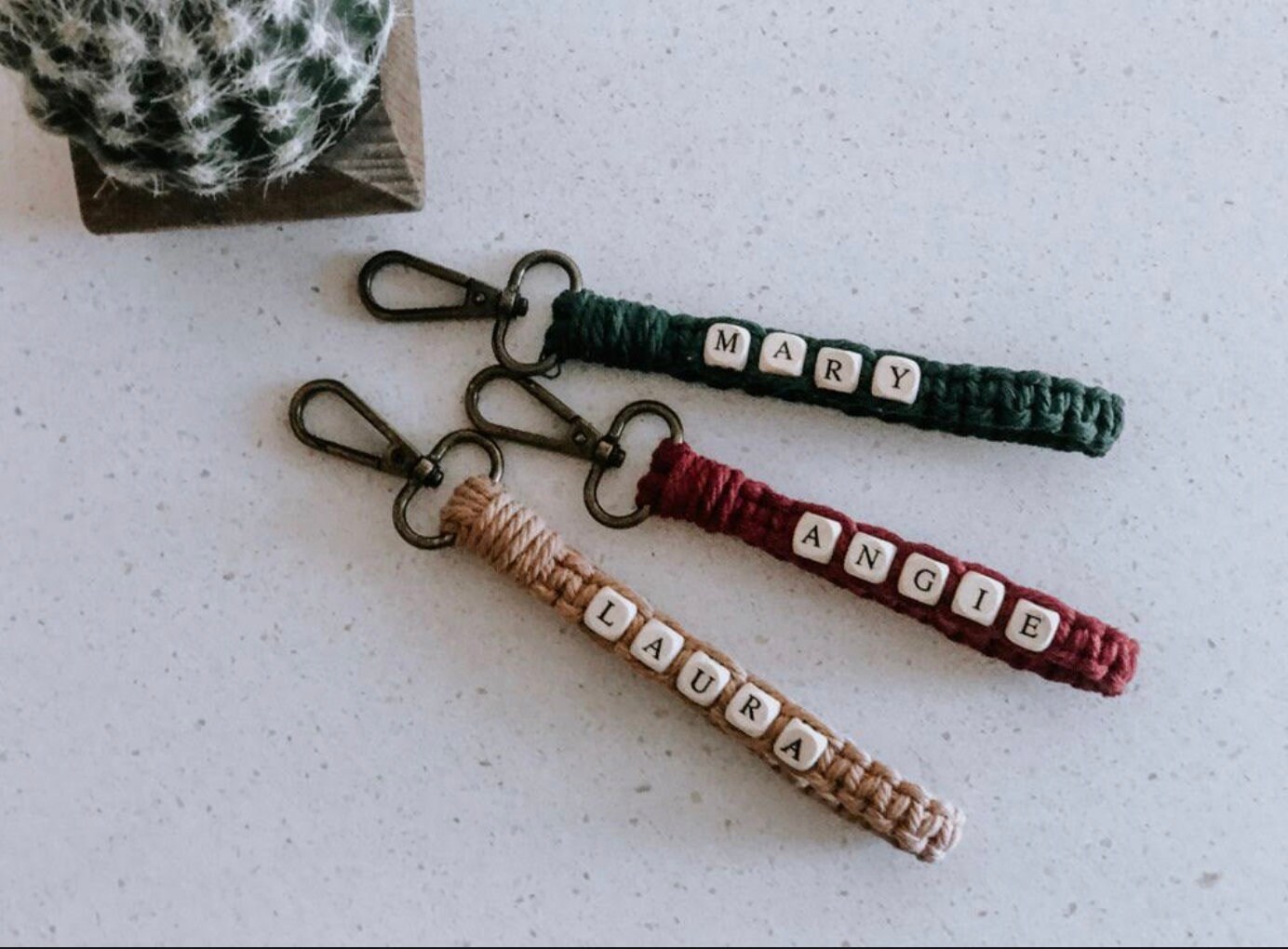 Custom Name Macramé Wrist Keychain | Birthday, Housewarming, Mother's ...
