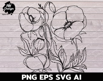 Poppy SVG Jpg Png Dxf Silhouette Cut File Cricut Cut File - Etsy