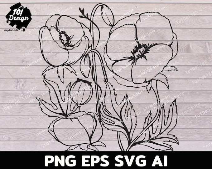 Poppy SVG File - Cut File for Cricut & Silhouette in Svg Dxf Png Eps ...