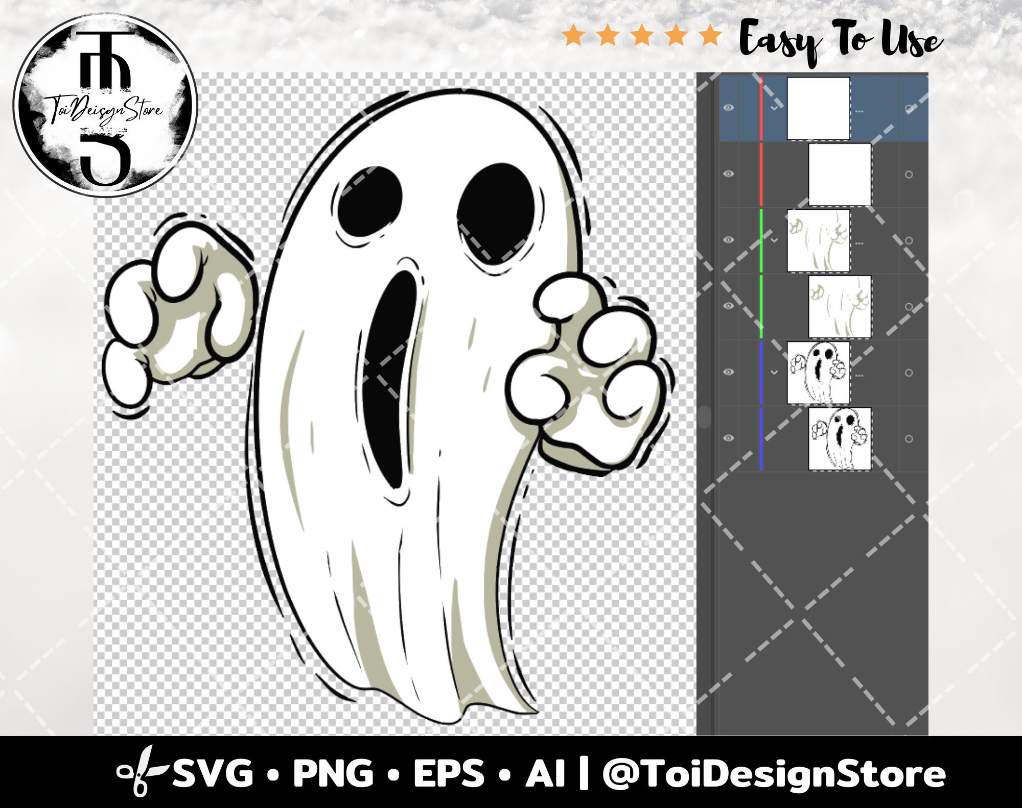 Hand-drawn Boo Ghost SVG | Cut File for Cricut and Silhouette: Spooky ...