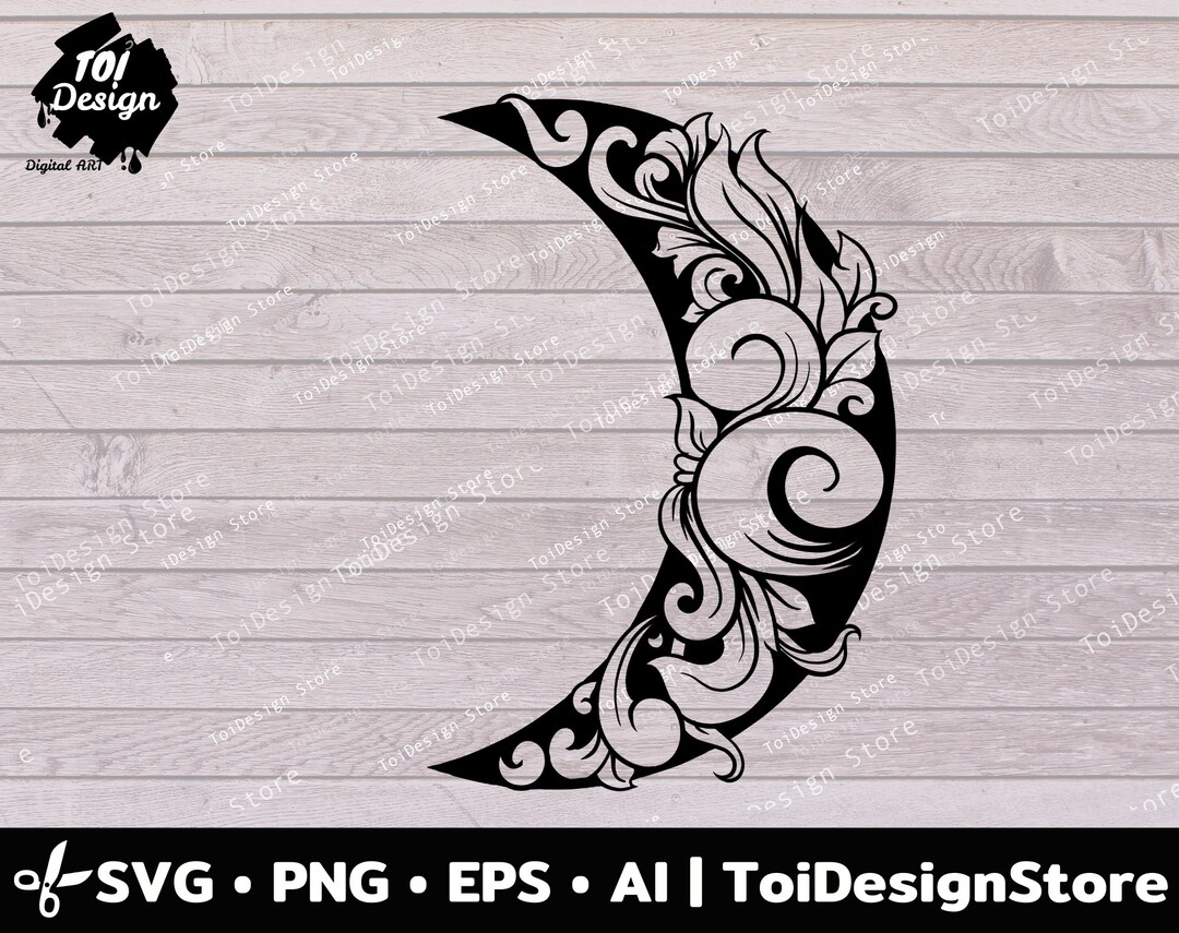 Half Moon SVG ,moon SVG ,moon Vector , Moon Tattoo, Moon Logo, Instant ...