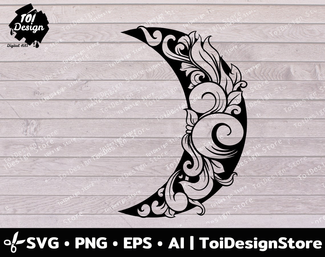 Half Moon SVG ,moon SVG ,moon Vector , Moon Tattoo, Moon Logo, Instant ...