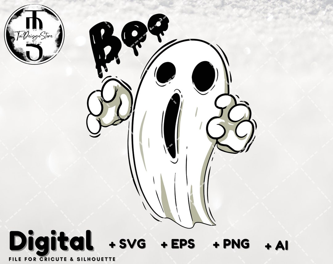 Hand-drawn Boo Ghost SVG | Cut File for Cricut and Silhouette: Spooky ...