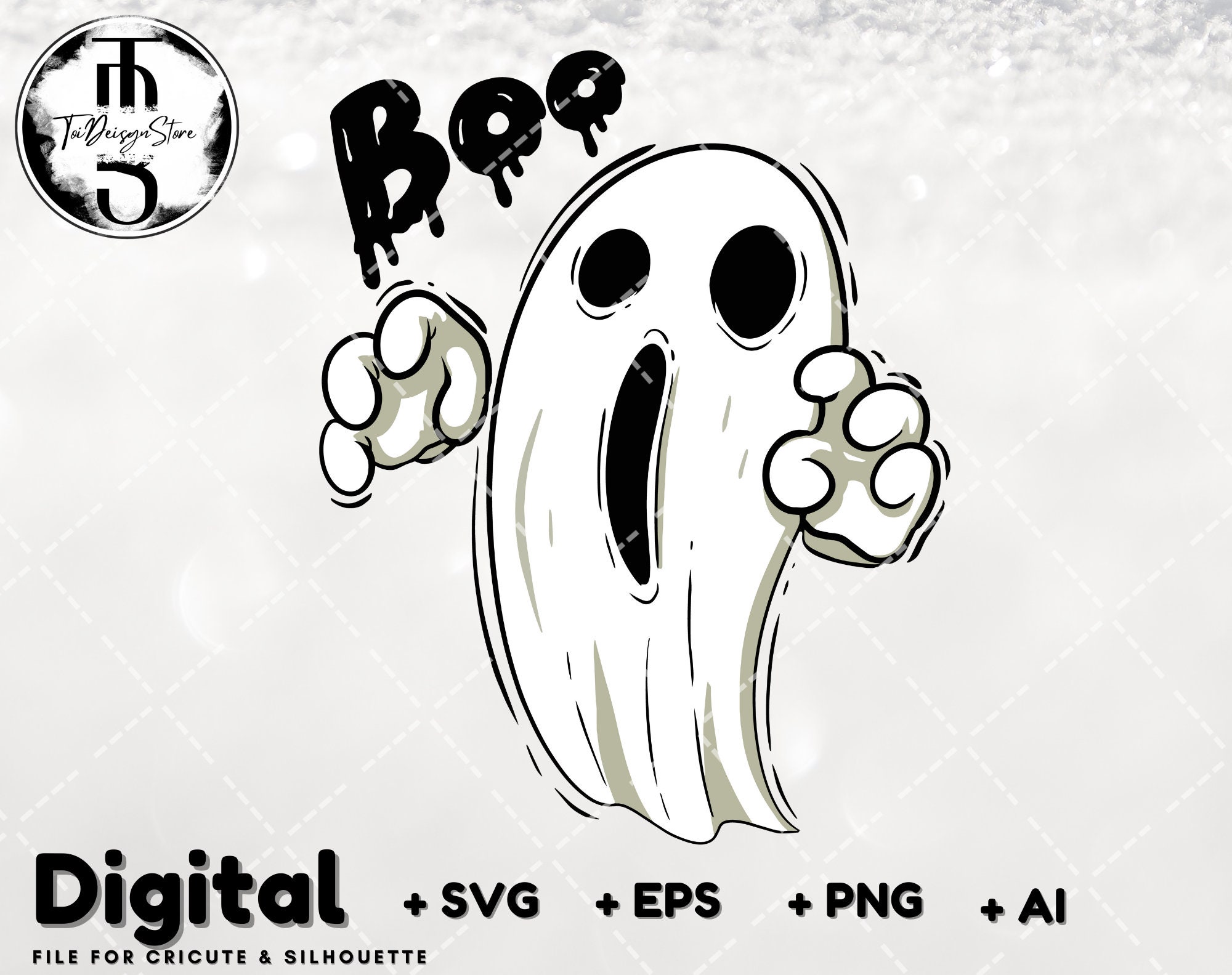 Hand-drawn Boo Ghost SVG | Cut File for Cricut and Silhouette: Spooky ...