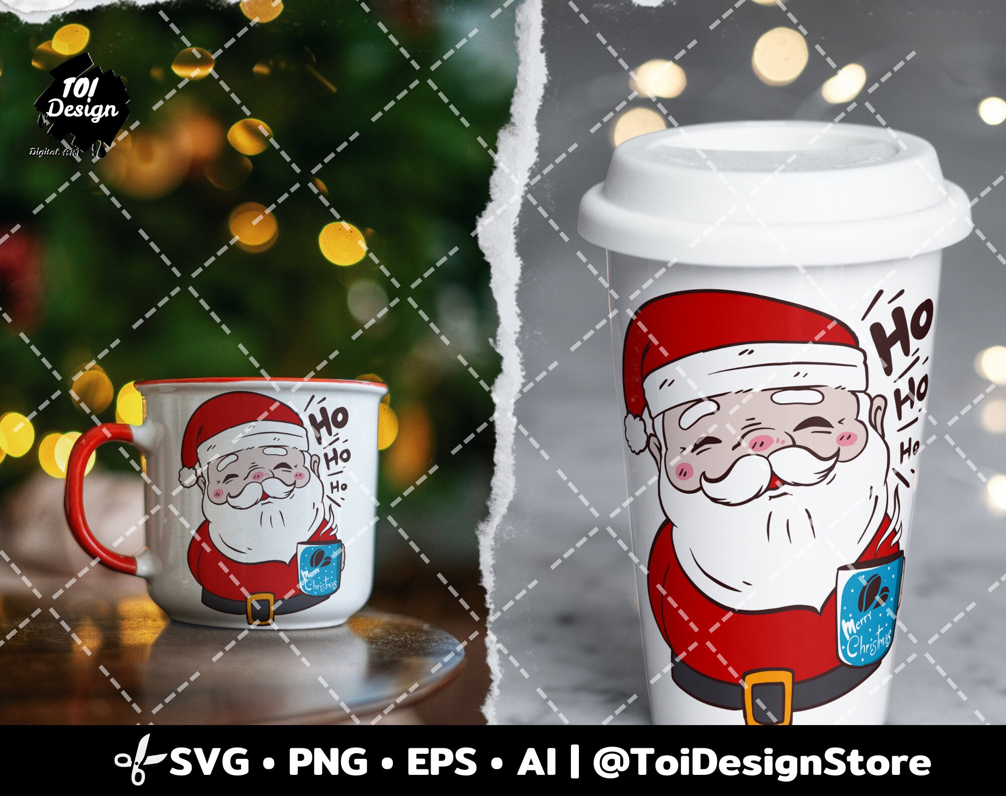 Santa Holding Coffee SVG| Santa Holding Coffee Mug| Santa SVG| Vintage ...