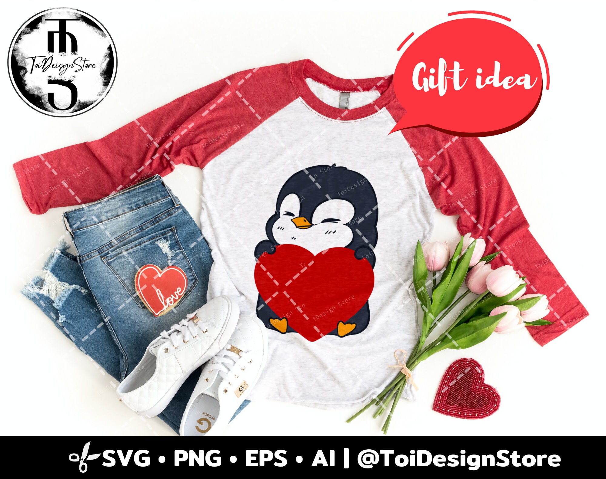 Cute Valentine Penguins SVG Bundle | Cricut & Silhouette (digital ...
