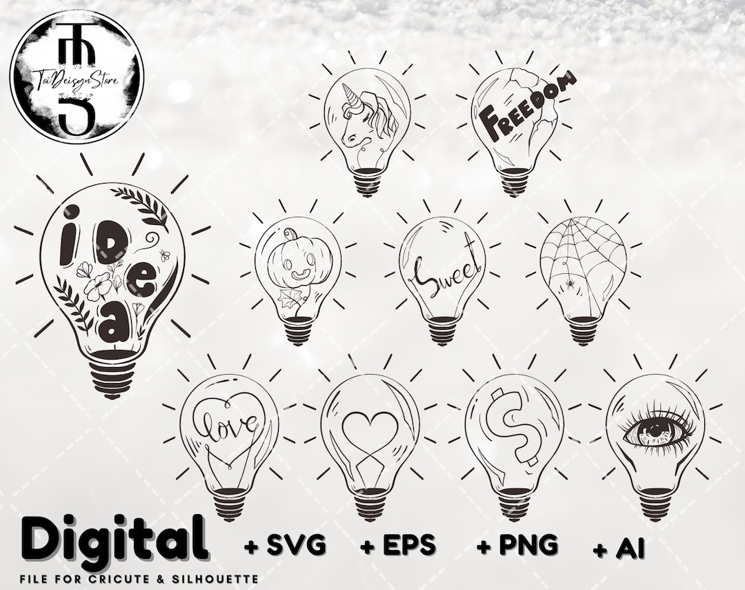 Classic Light Bulb SVG Light Bulb Bundle SVG Light Bulb Cut File for ...