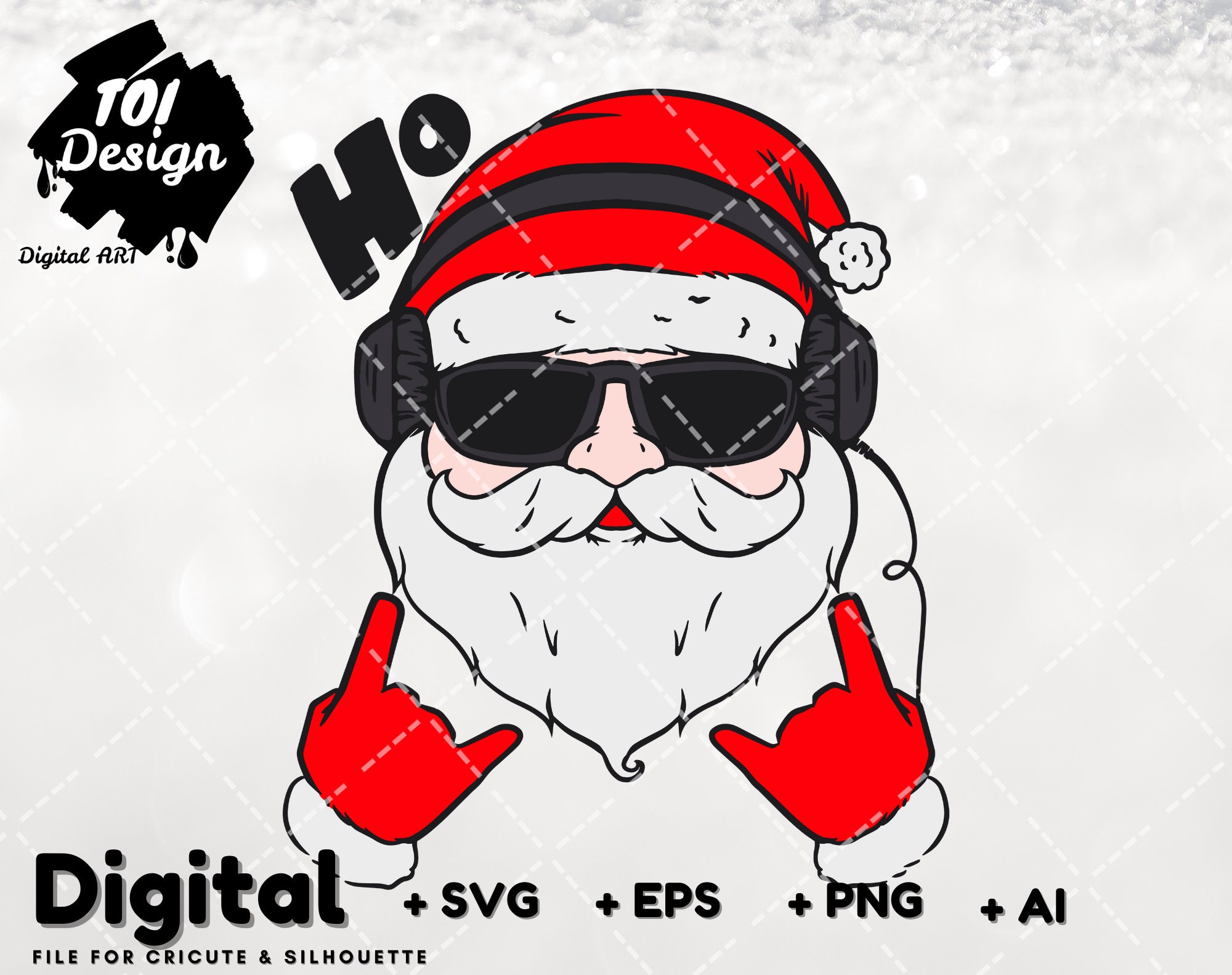 Santa Claus With Headphone SVG | Sata With Sunglasses SVG | Sata Head ...
