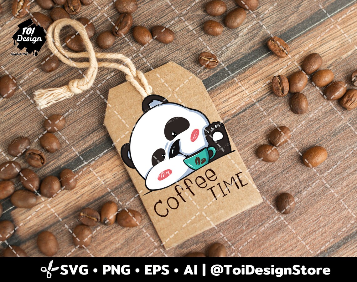 Cute Panda Drink Coffee Svgpanda and Cup of Coffee SVG a - Etsy