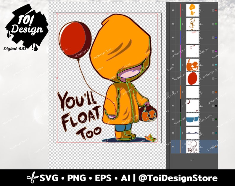 Pennywise Georgie SVG: IT Clipart, Balloon & Boat Cut File (digital ...