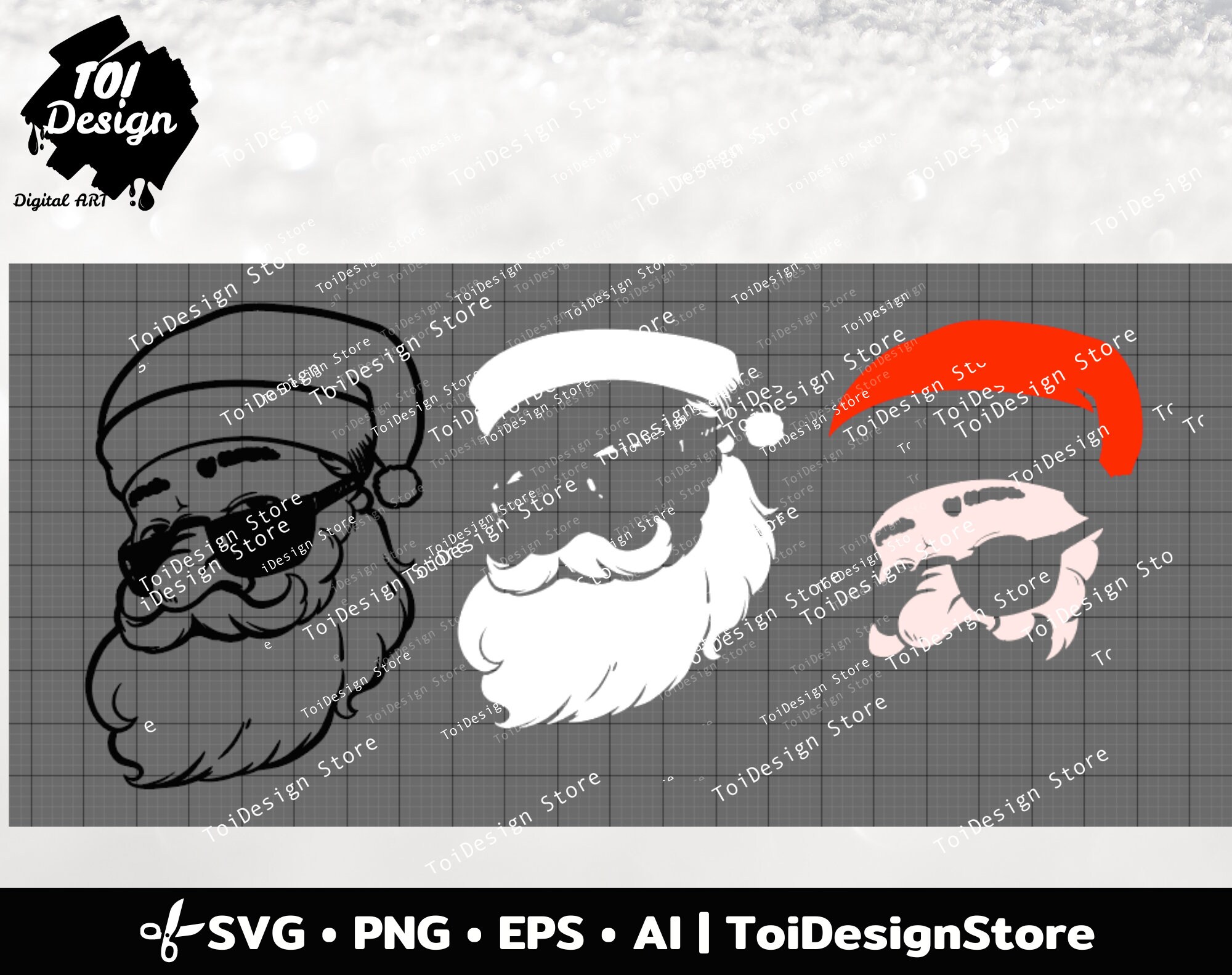Santa Claus Head Wearing Sunglasses SVG | File for Cricut and ...