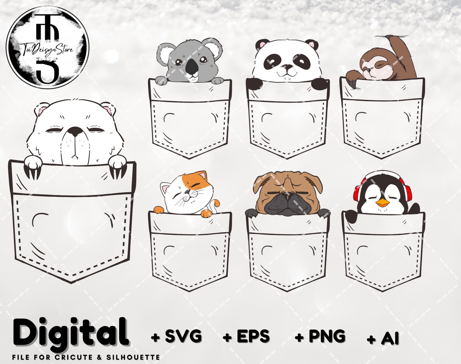 Cute Pocket Animals Bundle SVG Files for Cutting Out Shapes With Cut ...