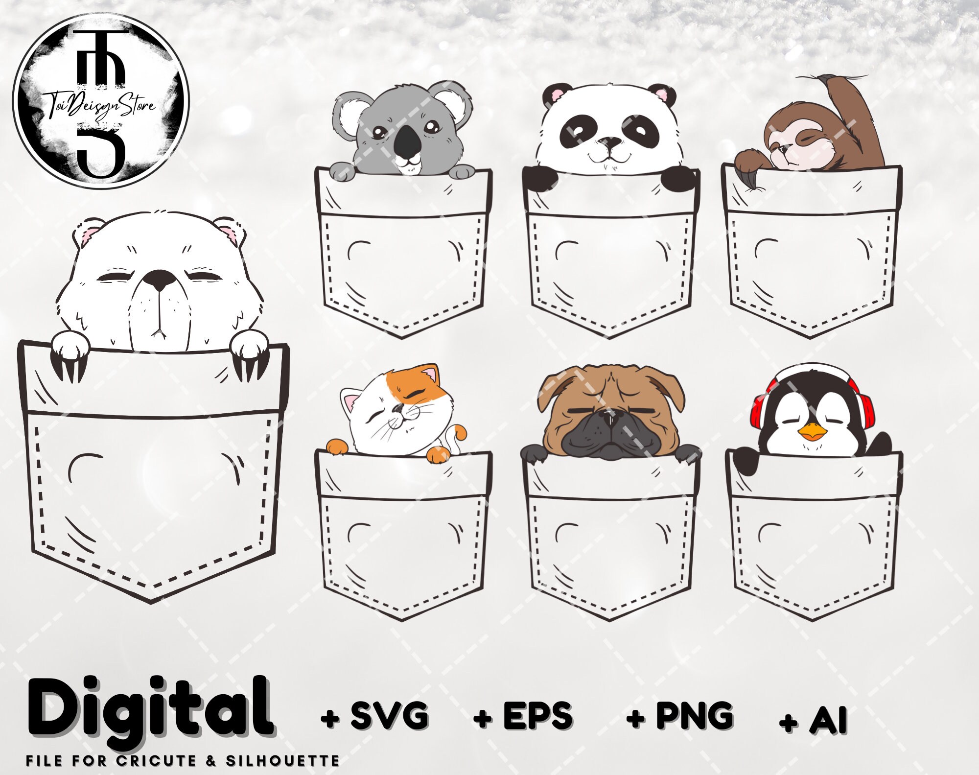 Cute Pocket Animals Bundle SVG Files for Cutting Out Shapes With Cut ...
