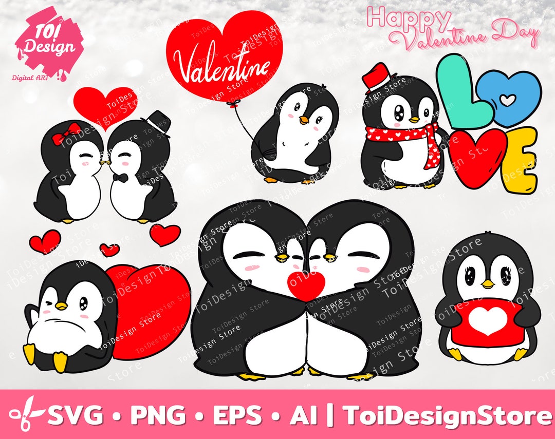 Penguin #2 Penguin Svg | Valentine Day | Valentine Penguin Day Svg ...