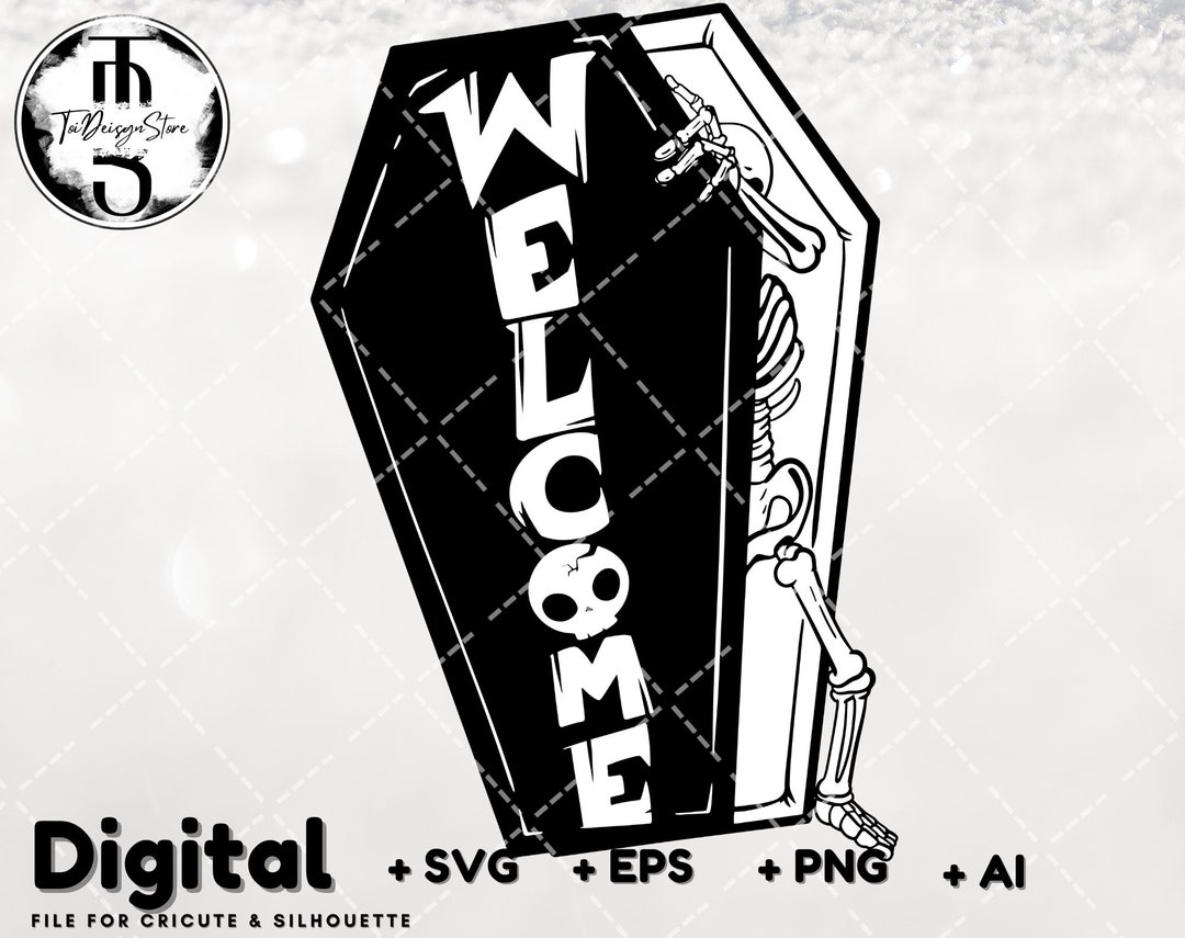 Skeleton Coming Out of Coffin SVG Cut File: spooky Halloween Design for ...