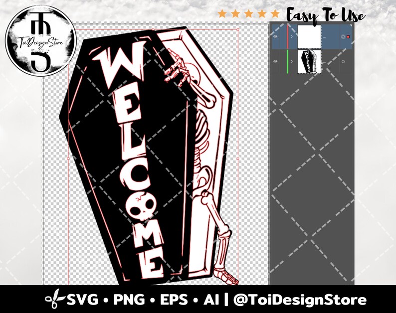 Skeleton Coming Out of Coffin SVG Cut File: spooky Halloween Design for ...