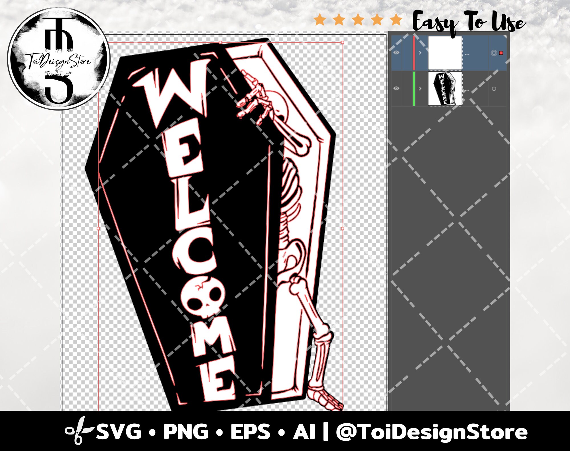 Skeleton Coming Out of Coffin SVG Cut File: spooky Halloween Design for ...
