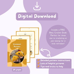 Croissant Crochet Pattern - PDF Pattern - Low Sew - Amigurumi Pastry - Etsy