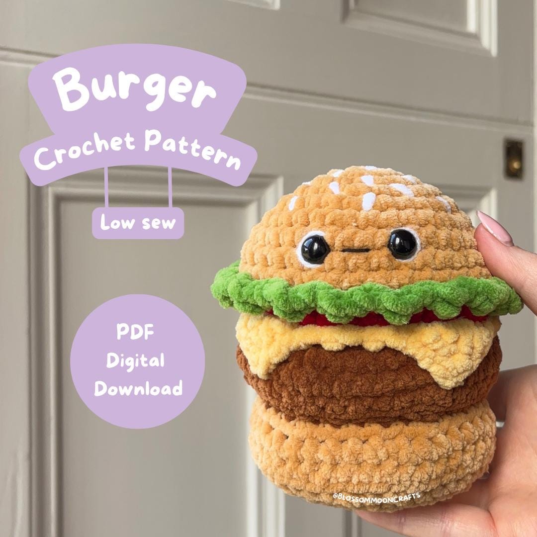 Burger Crochet Patterns - PDF Pattern - Low Sew - Etsy