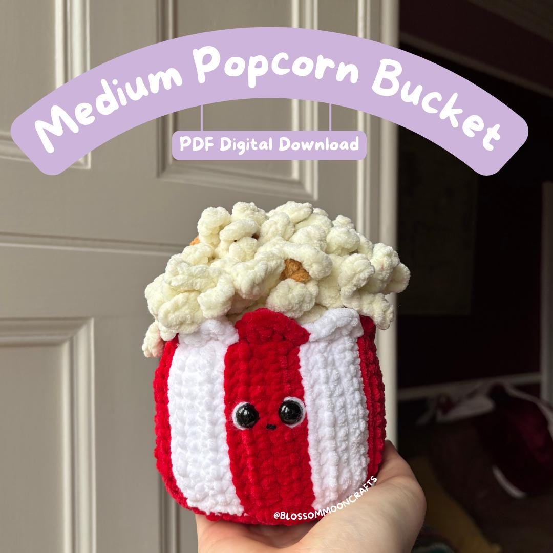 Medium Popcorn Bucket Crochet Pattern - PDF Pattern - Amigurumi Food - Etsy