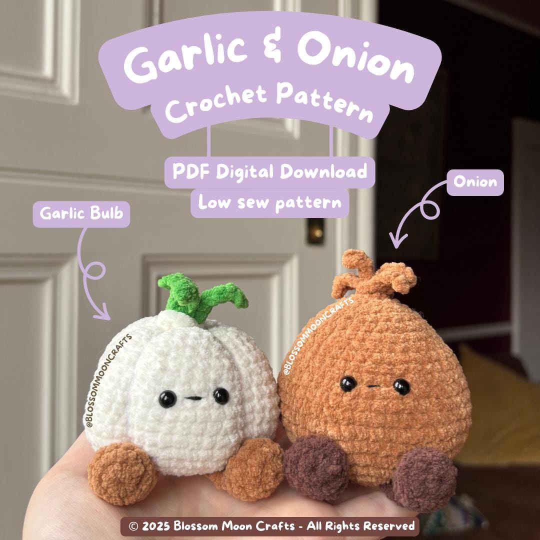 Onion & Garlic Crochet Patterns - PDF Patterns - Low Sew - Etsy