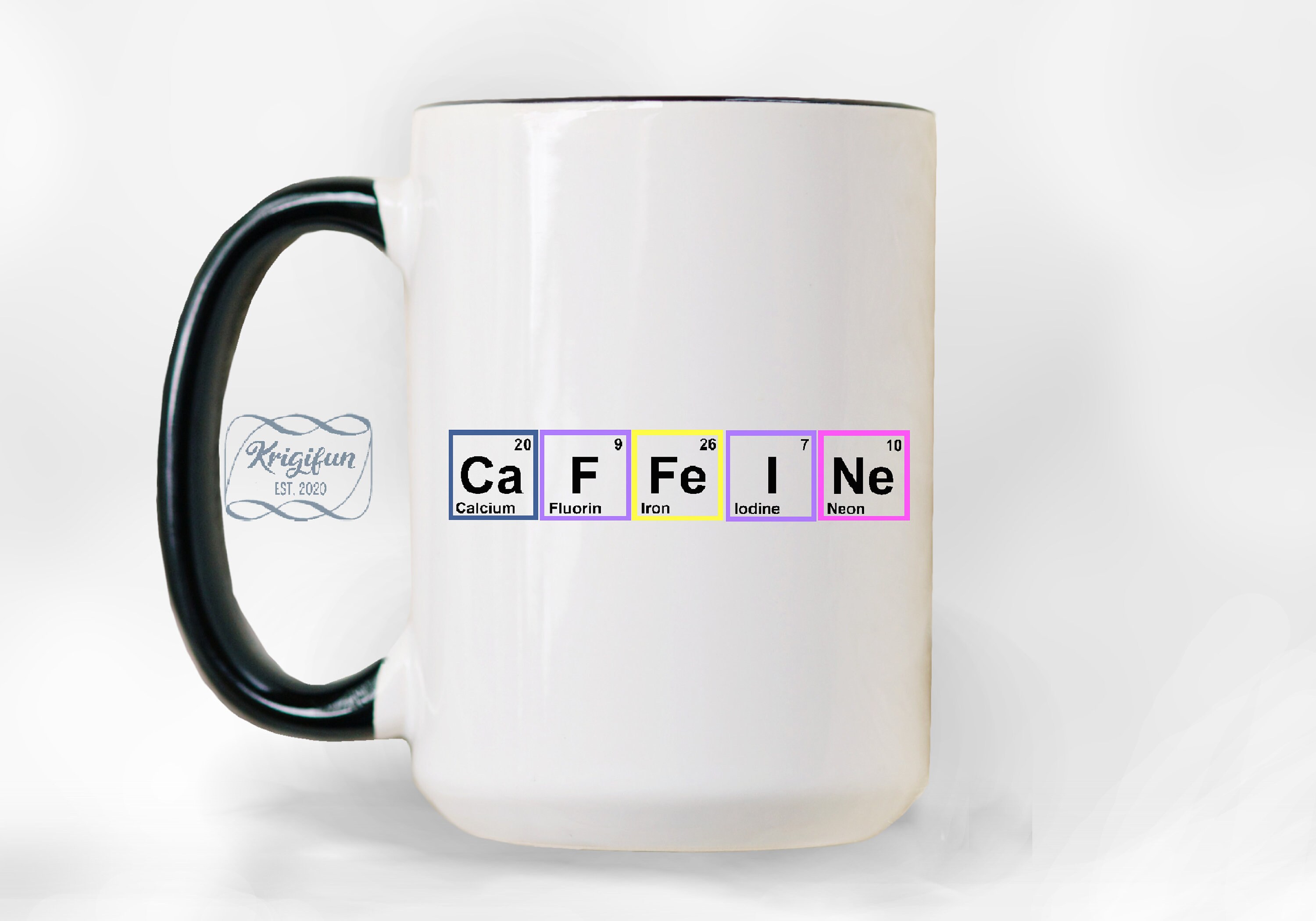Caffeine Mug With Periodic Table of Elements, Caffeine Word Written ...
