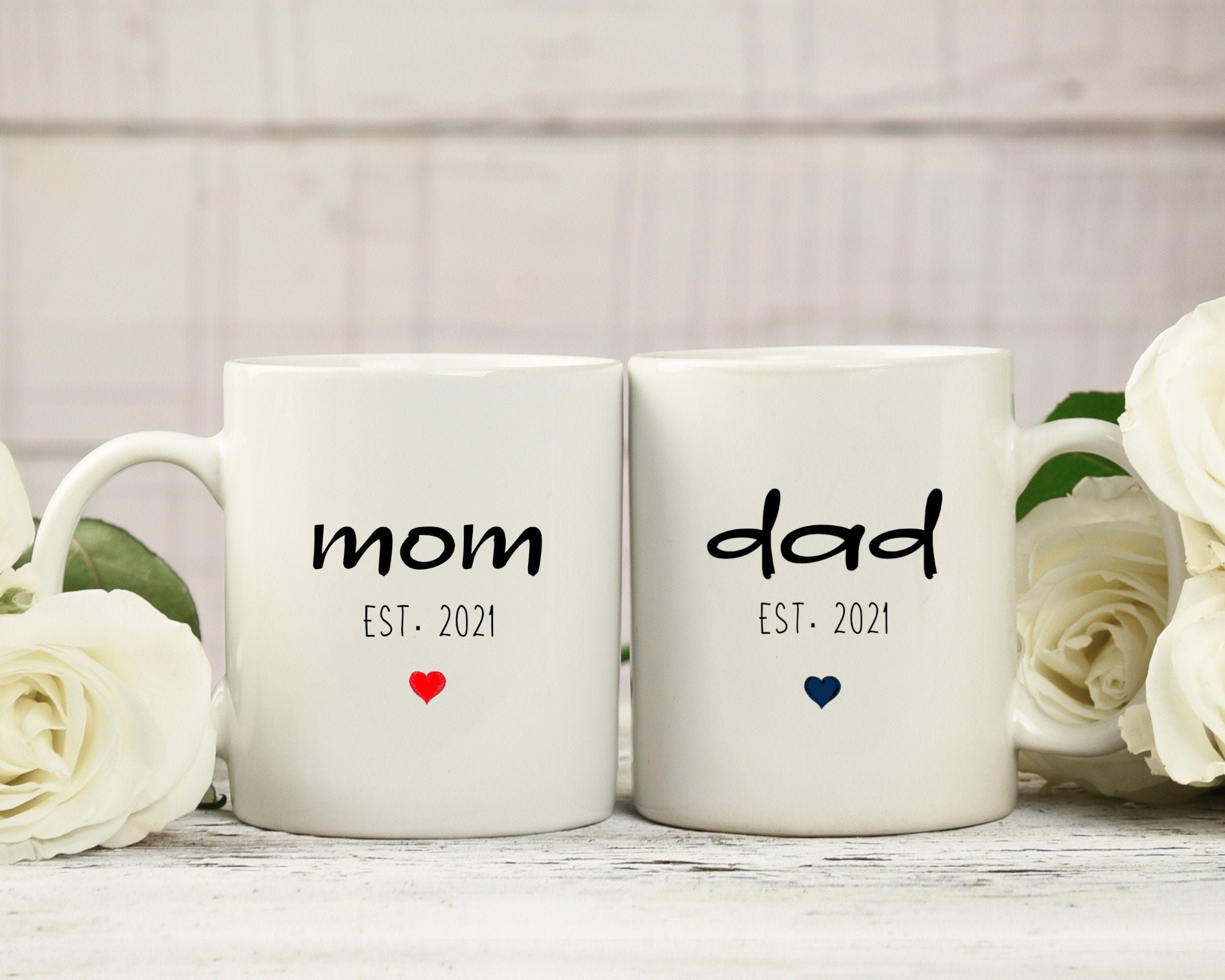 Mom and Dad Est 2024 Mug Set. Custom Mom and Dad Mugs, Mom &dad to Be ...
