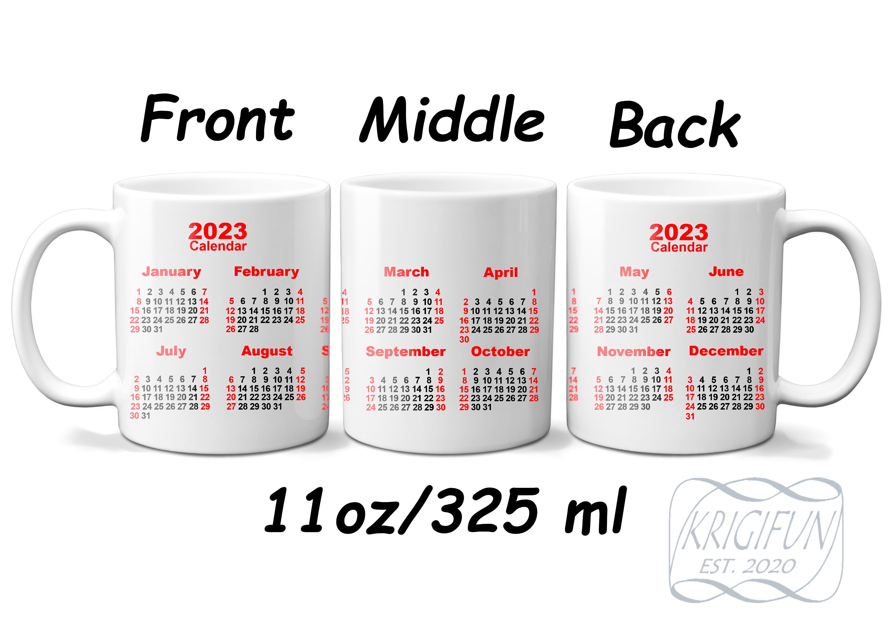 2023 Calendar Coffee Cup, Funny Time Counting Gift Mug, Both Side ...
