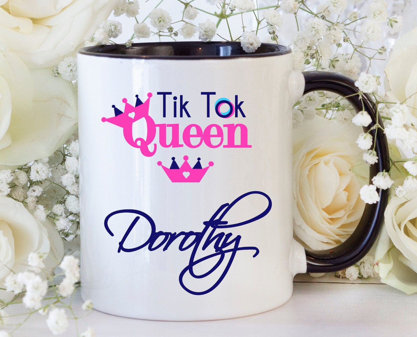 Tik Tok Queen Name Mug for Girl, Tik Tok Gift for Girl, Custom Tik Tok ...