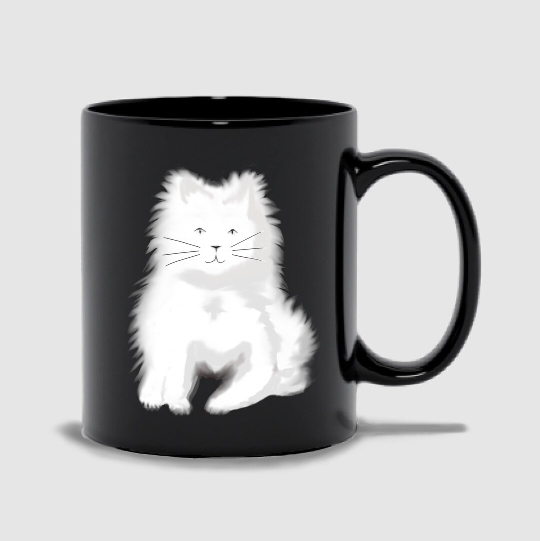 Funny White Cat Gift Mug, Kitten Parent Cup, Cat Owner Gift, Cute Black ...
