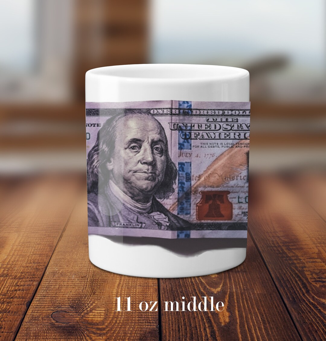 Money Lovers Mug: Crumpled 100 Bill Design, Cash Image on Mug, Booth ...