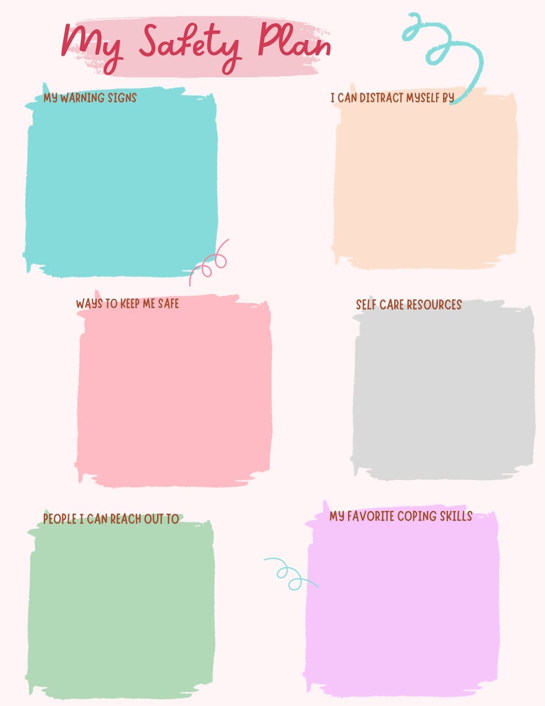 Safety Plan Worksheet Coping Skills Printable Safety Plan - Etsy