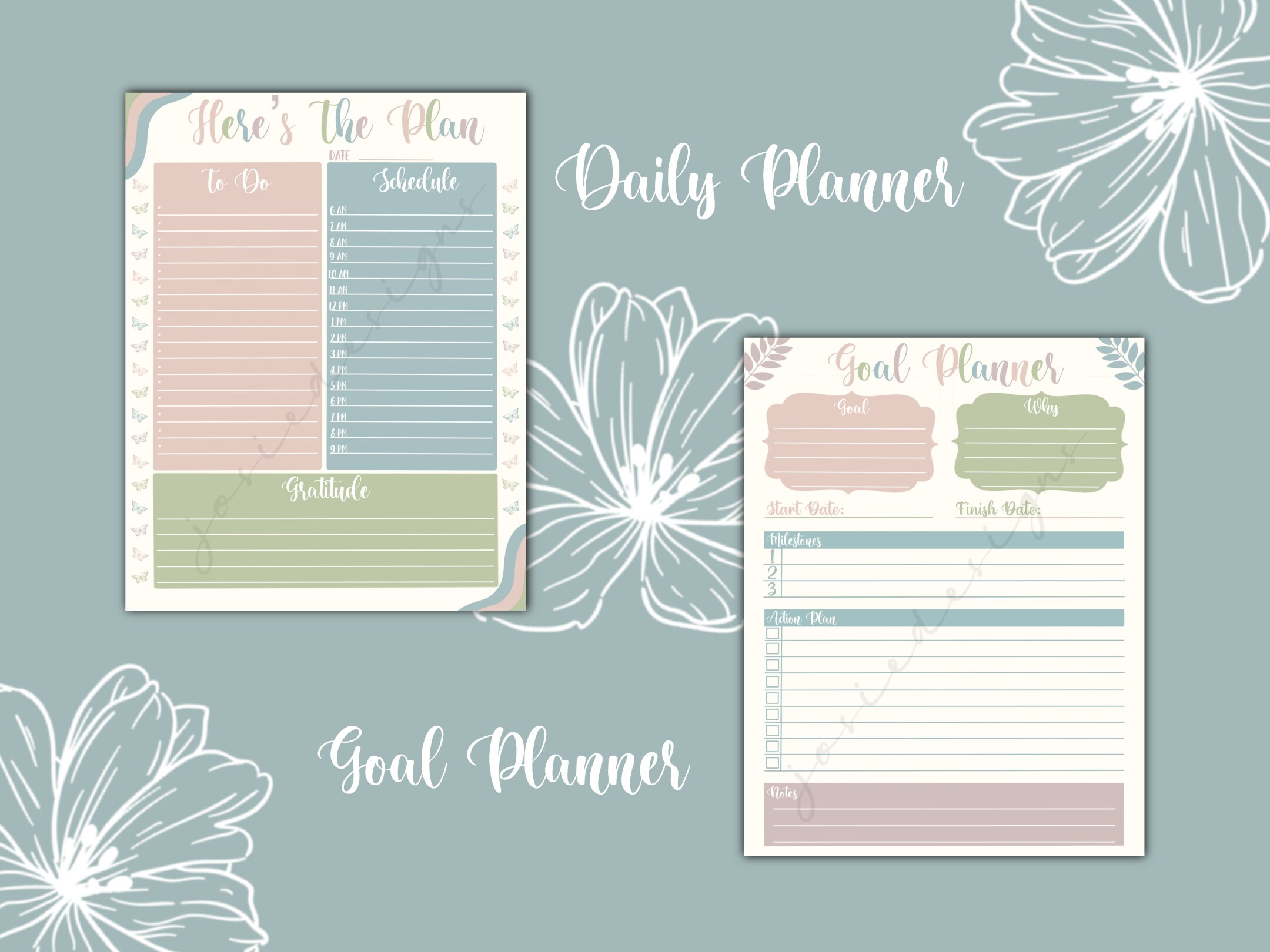 Printable/ Digital Planner Bundle | Productivity | Calendar | Schedule ...